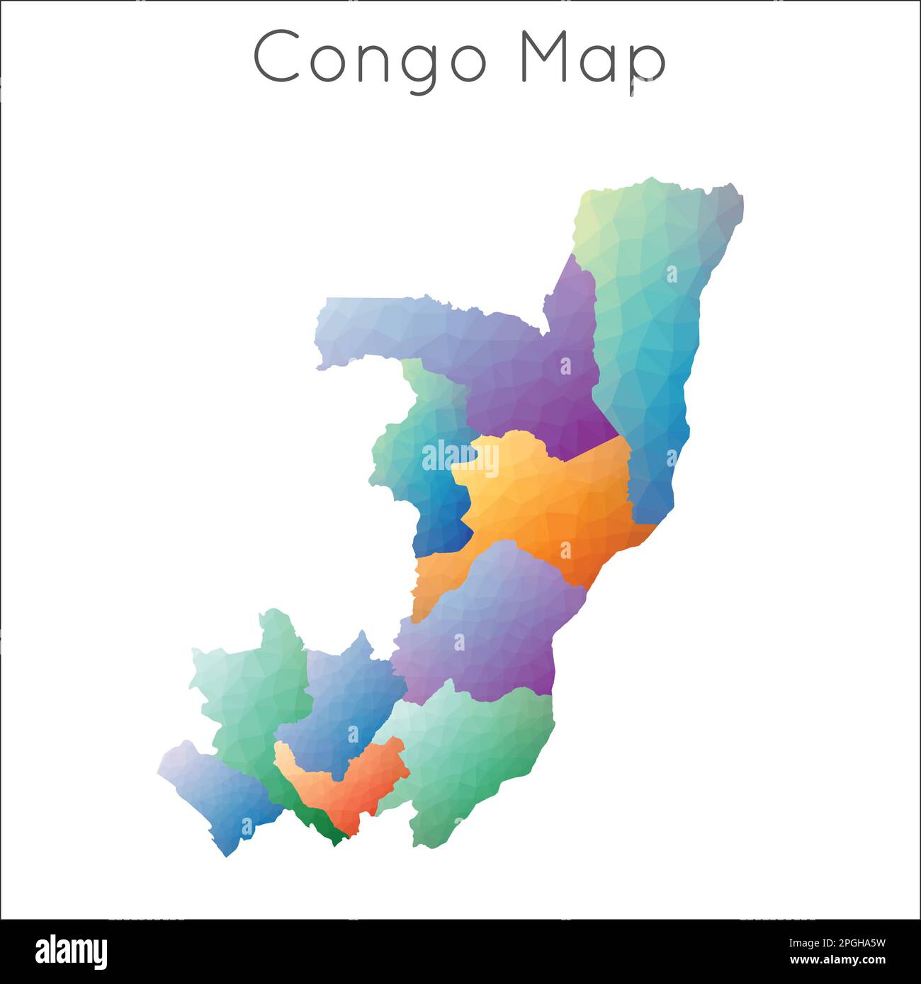 Low poly map of Congo. Congo geometric polygonal, mosaic style map ...
