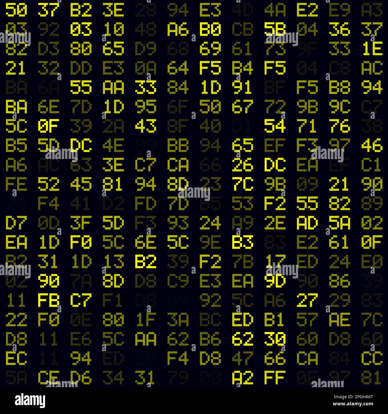Digital Cover Yellow Filled Hexadecimal Pairs Background Small Sized Seamless Pattern