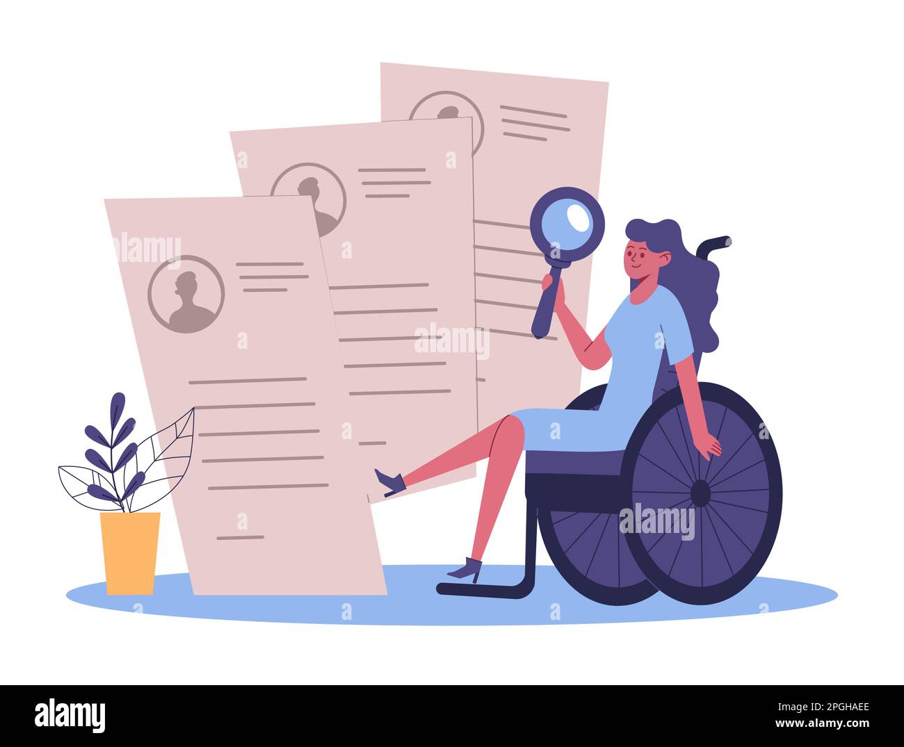 Analyzing cv handicapped character. Cartoon young woman in wheelchair ...