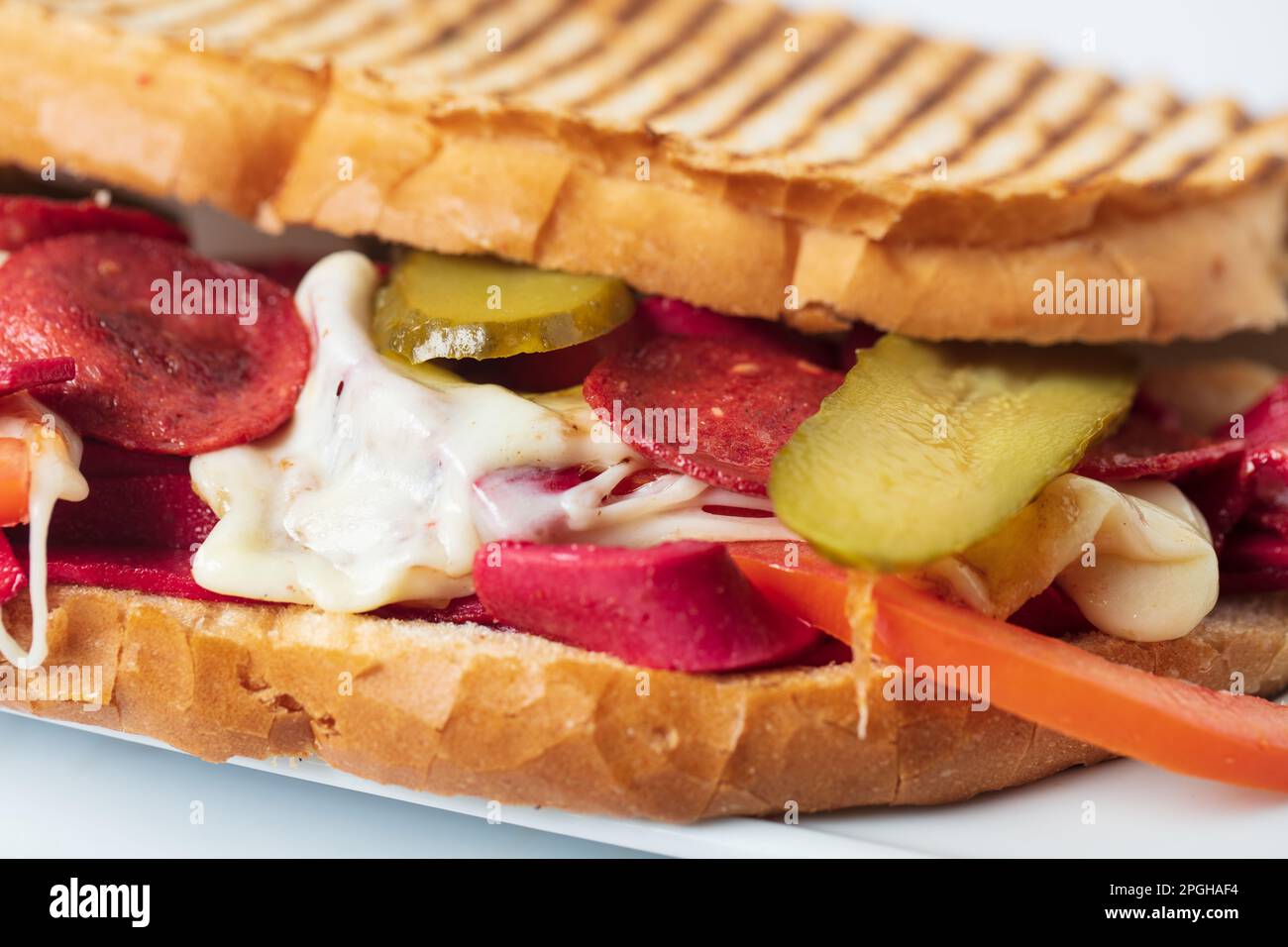 Serving Turkish traditional toast sandwich Turkish name Ayvalik tostu ...