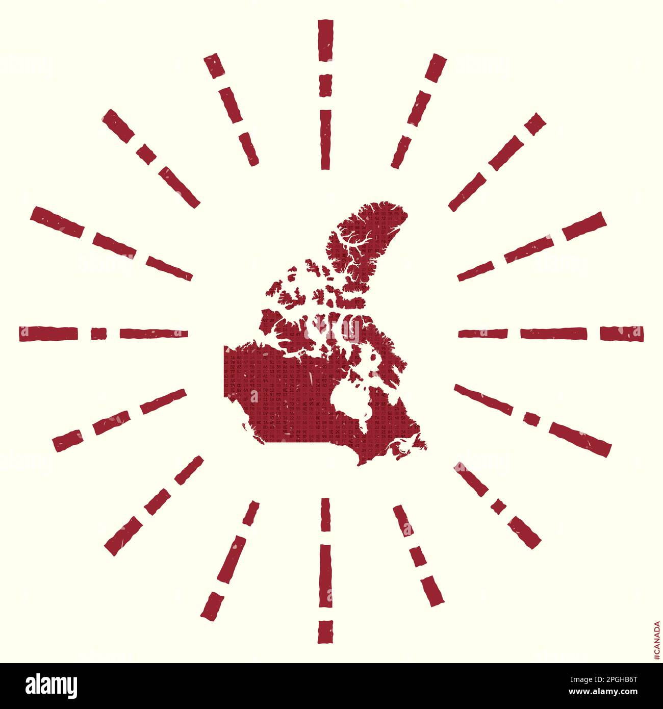 Canada Logo. Grunge sunburst poster with map of the country. Shape of ...