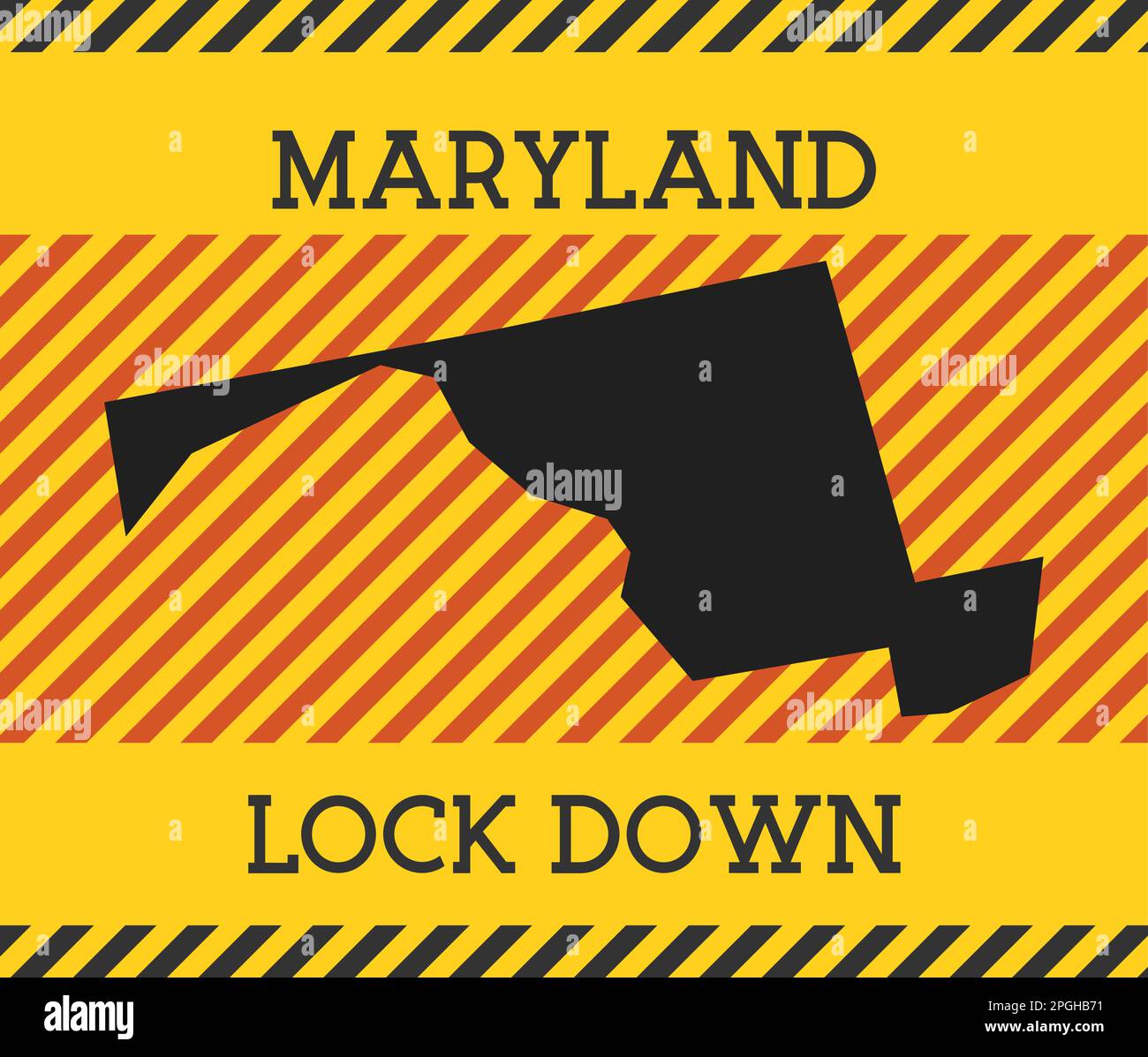 Maryland Lock Down Sign. Yellow US state pandemic danger icon. Vector ...