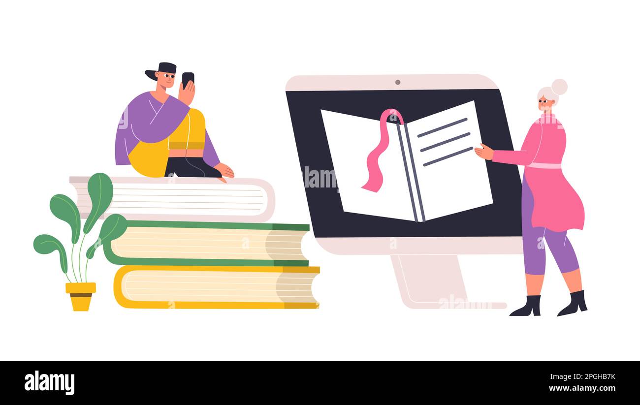 Online learning, digital workshop tutorials. Female and male students ...