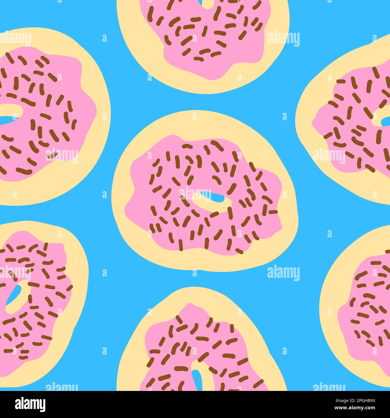 Seamless pattern of donut rings in cartoon flat style. With chocolate ...
