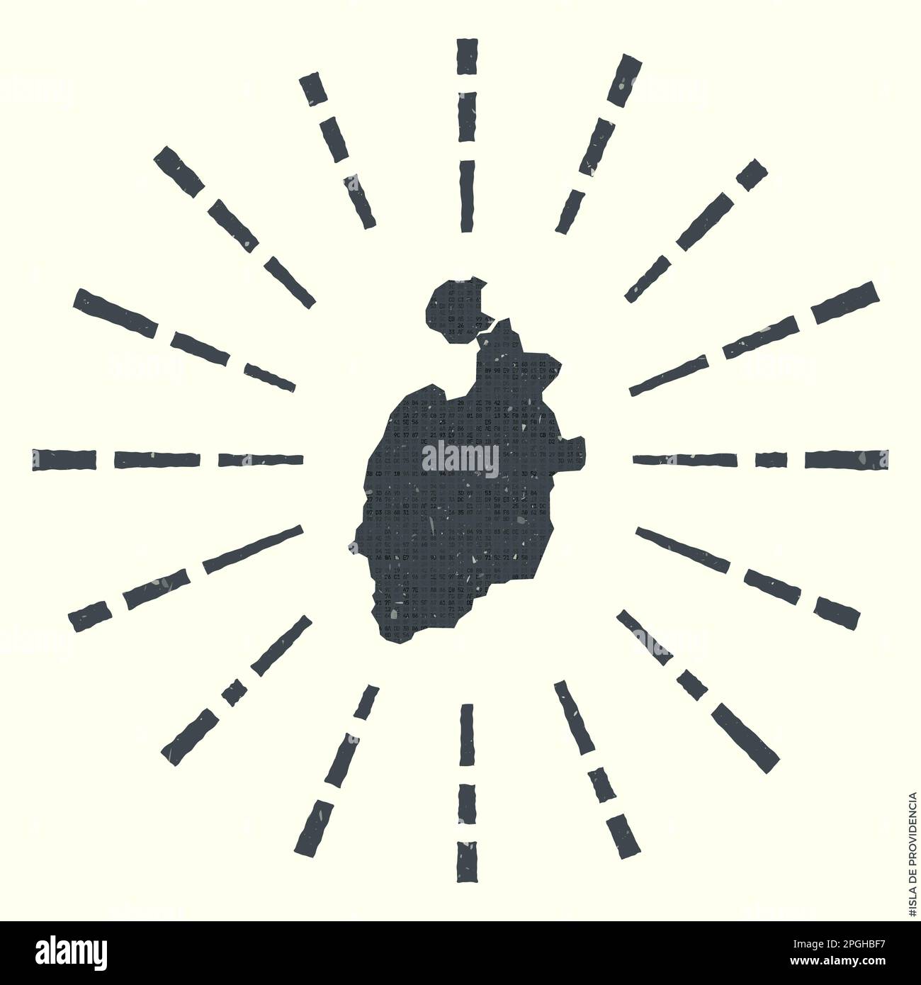 Isla de Providencia Logo. Grunge sunburst poster with map of the island ...