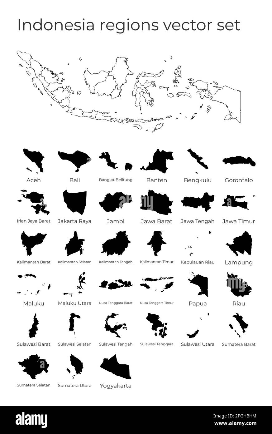 Indonesia map with shapes of regions. Blank vector map of the country ...