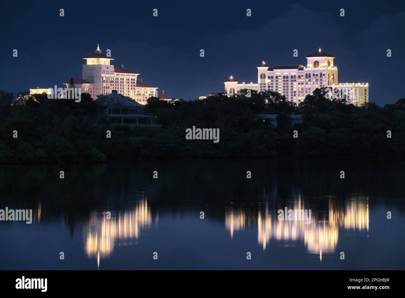 Baha Mar hotel night reflection in The Bahamas Stock Photo - Alamy