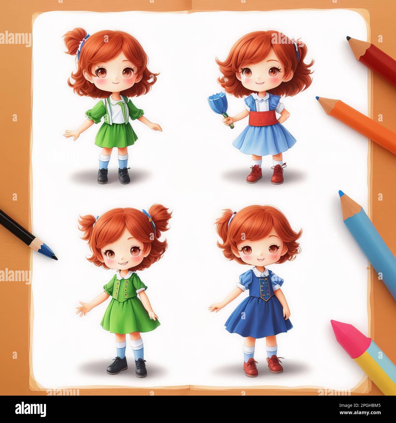Set of kid , child cartoon characters. Avatars collection of cute ...