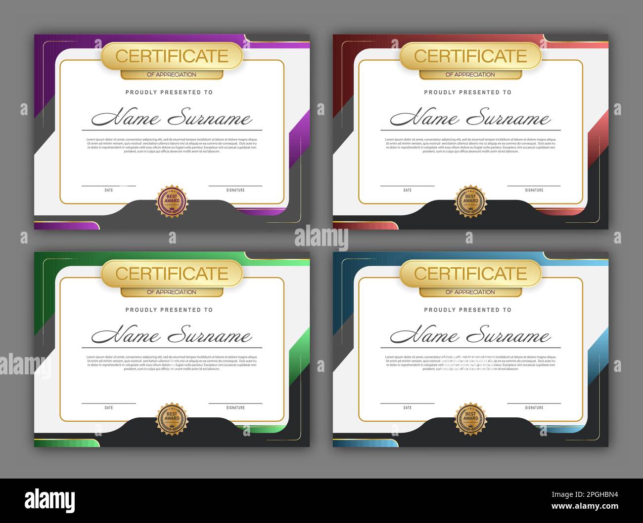 Certificate. A set of mock-ups of the certificate of recognition of ...