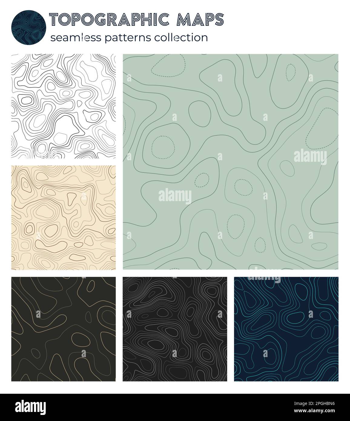 Topographic maps. Artistic isoline patterns, seamless design. Amazing ...