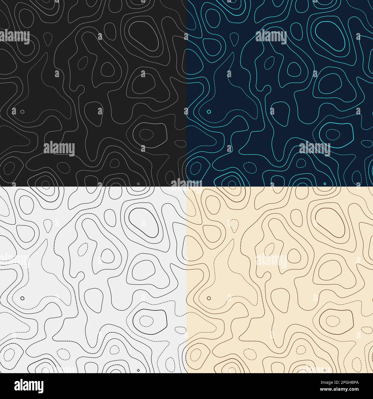 Topography patterns. Seamless elevation map tiles. Amazing isoline ...