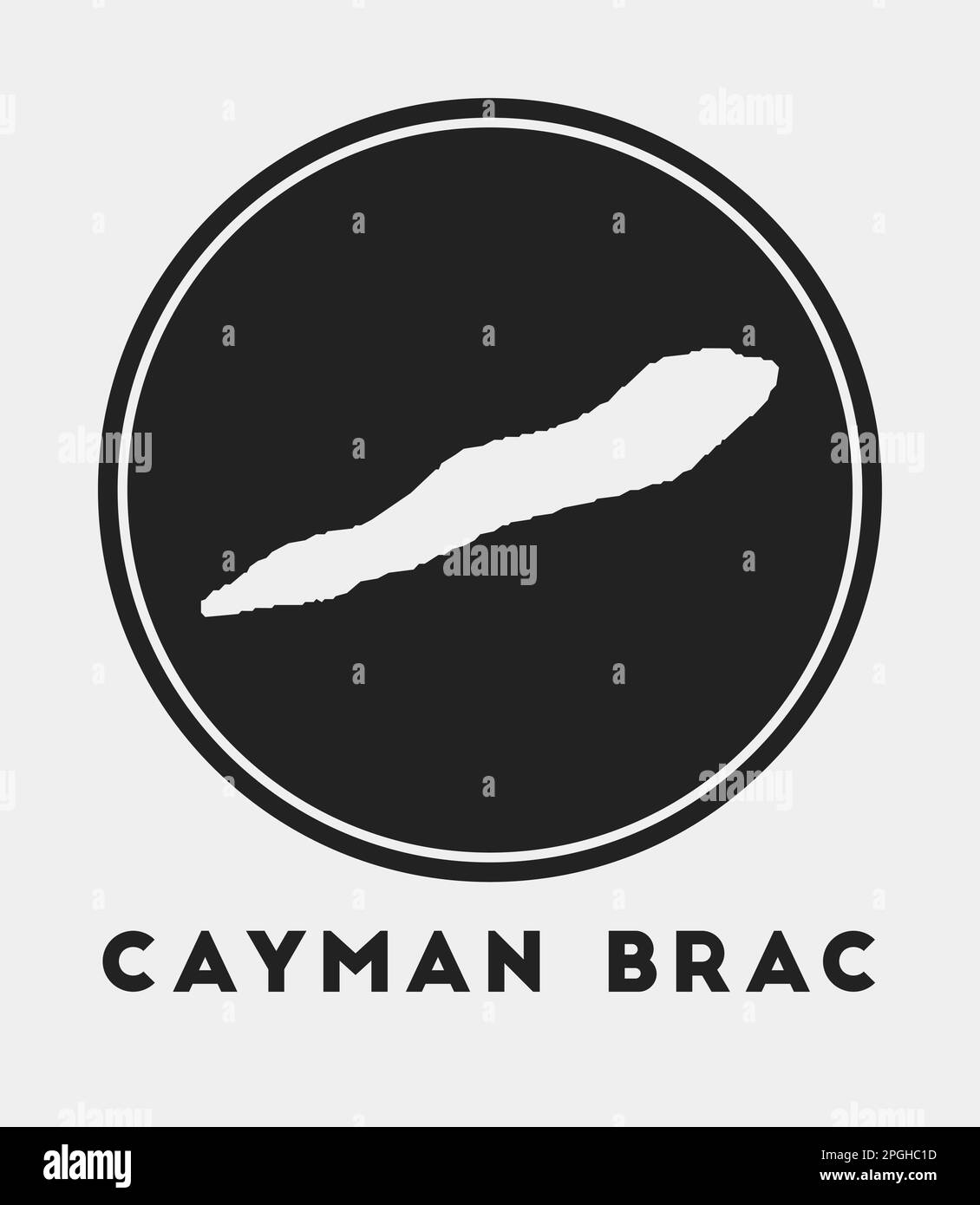 Cayman Brac icon. Round logo with island map and title. Stylish Cayman ...