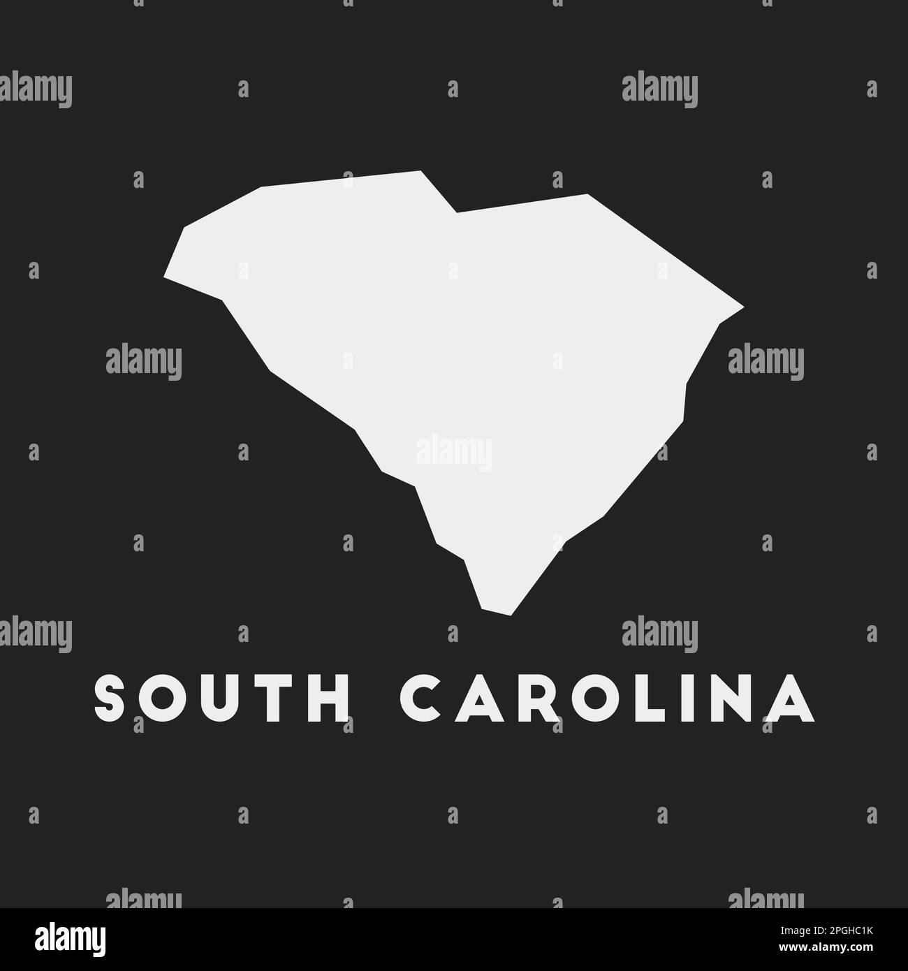South Carolina icon. US state map on dark background. Stylish South Carolina map with US state ...