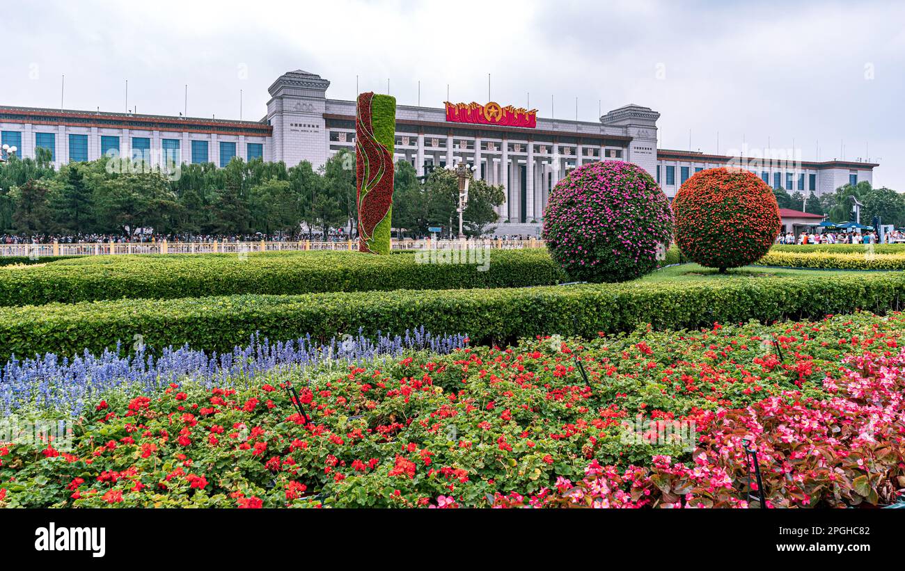 Beijing, China - Gardens in front of the National Museum of China Stock ...