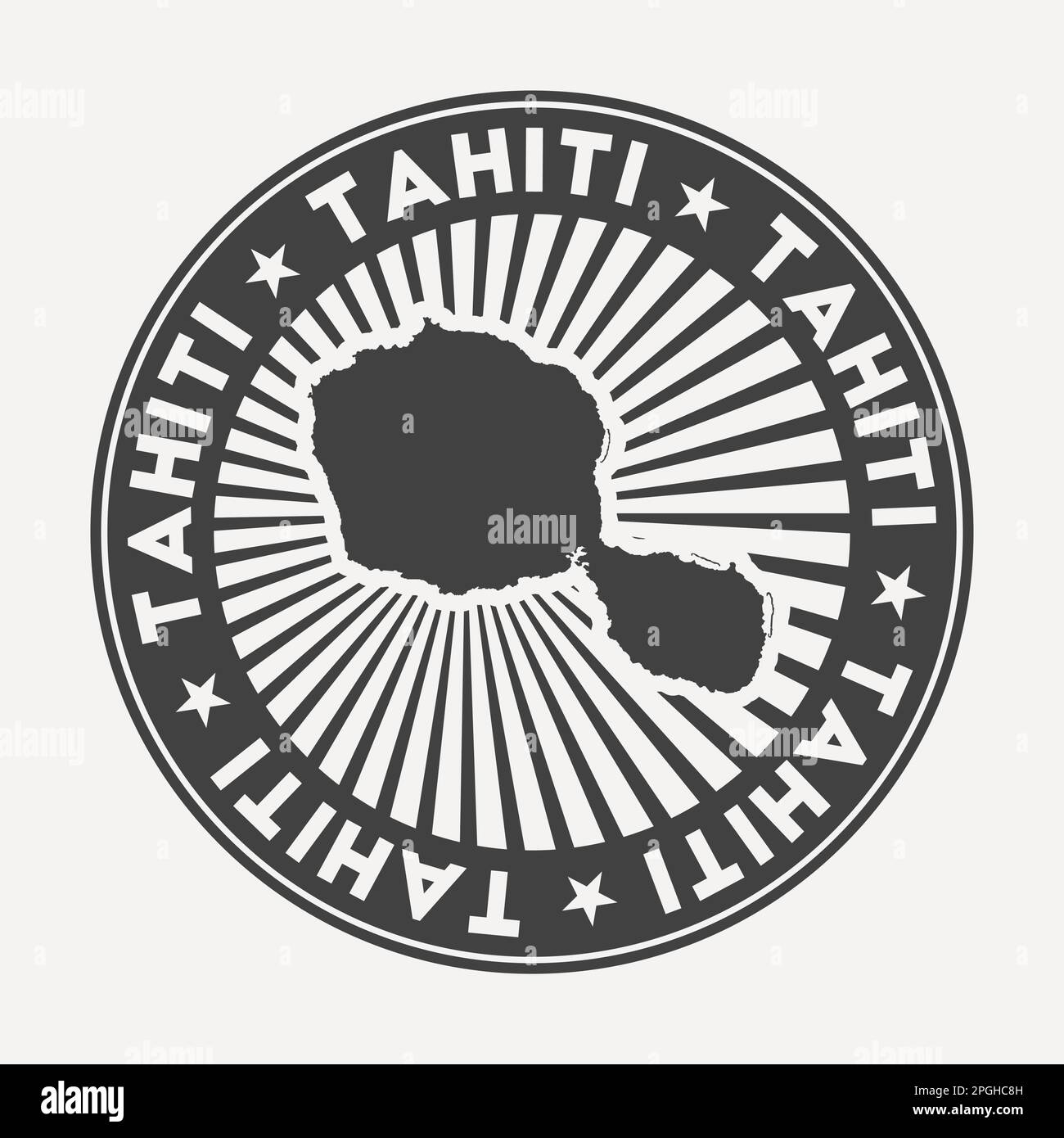 Tahiti round logo. Vintage travel badge with the circular name and map ...