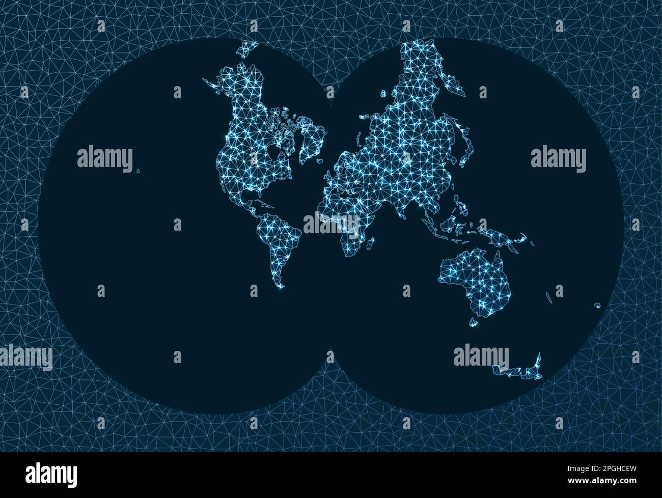 Global network. Eisenlohr projection. World Network. Beautiful connections map. Vector ...