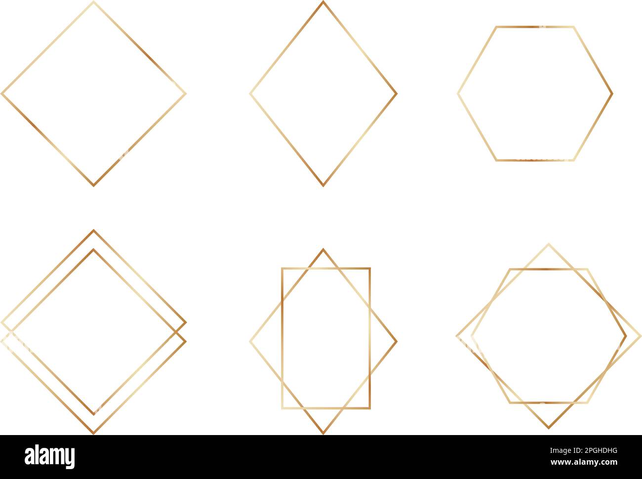 Golden geometric frames in art deco style. Luxury gold borders for for ...