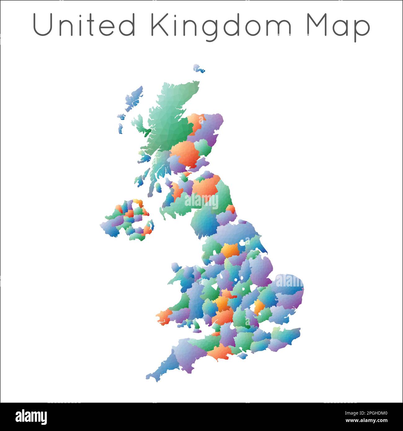 Low poly map of the United Kingdom. United Kingdom geometric polygonal ...
