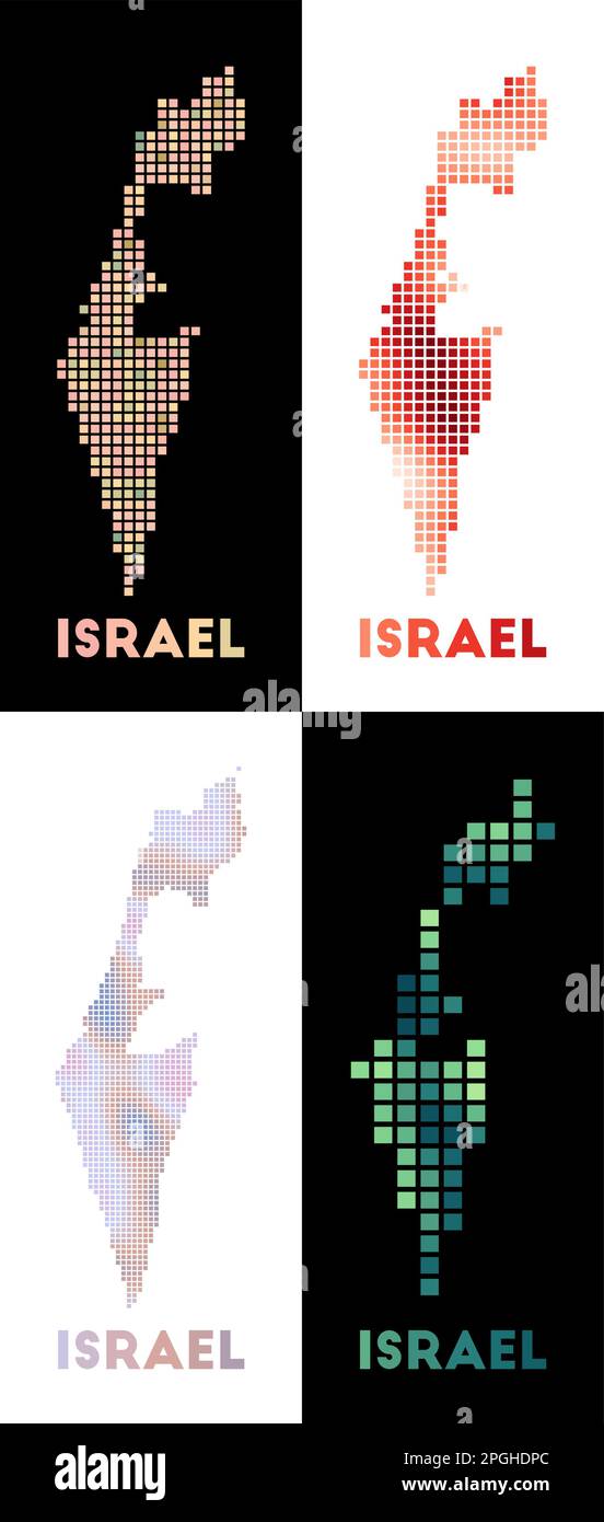 Israel map. Collection of maps of Israel in dotted style. Borders of ...
