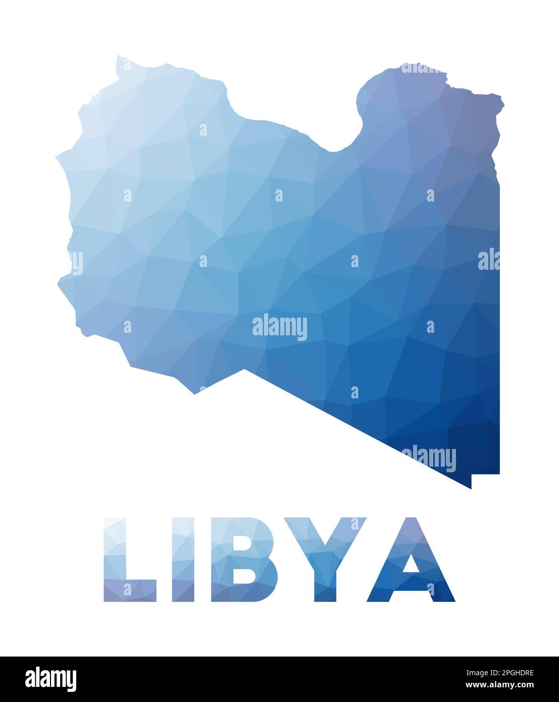 Low poly map of Libya. Geometric illustration of the country. Libya polygonal map. Technology ...