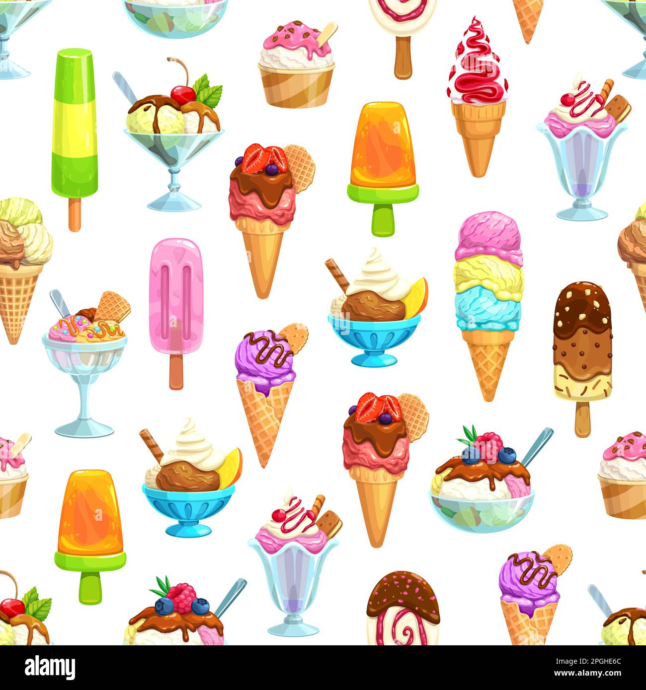 Cartoon ice cream seamless pattern. Textile or fabric background ...