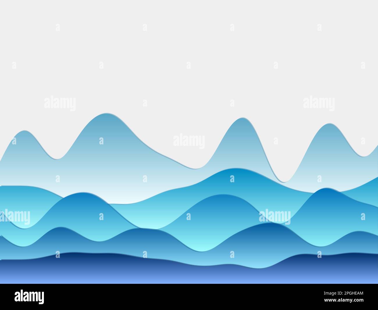 Abstract mountains background. Curved layers in light blue colors ...