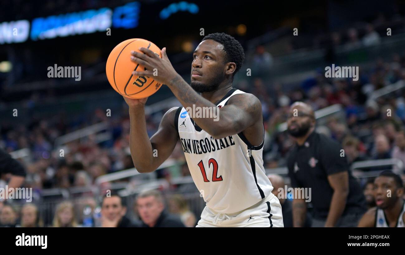 San Diego State guard Darrion Trammell (12) during the second half of a ...