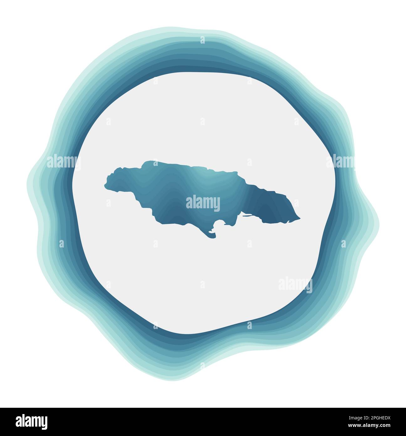 Jamaica logo. Badge of the country. Layered circular sign around Jamaica border shape. Superb ...
