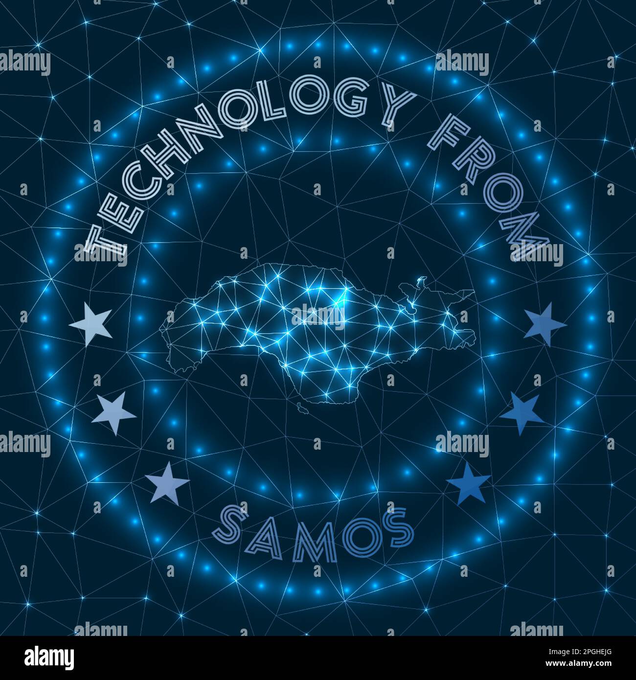 Technology From Samos. Futuristic geometric badge of the island ...