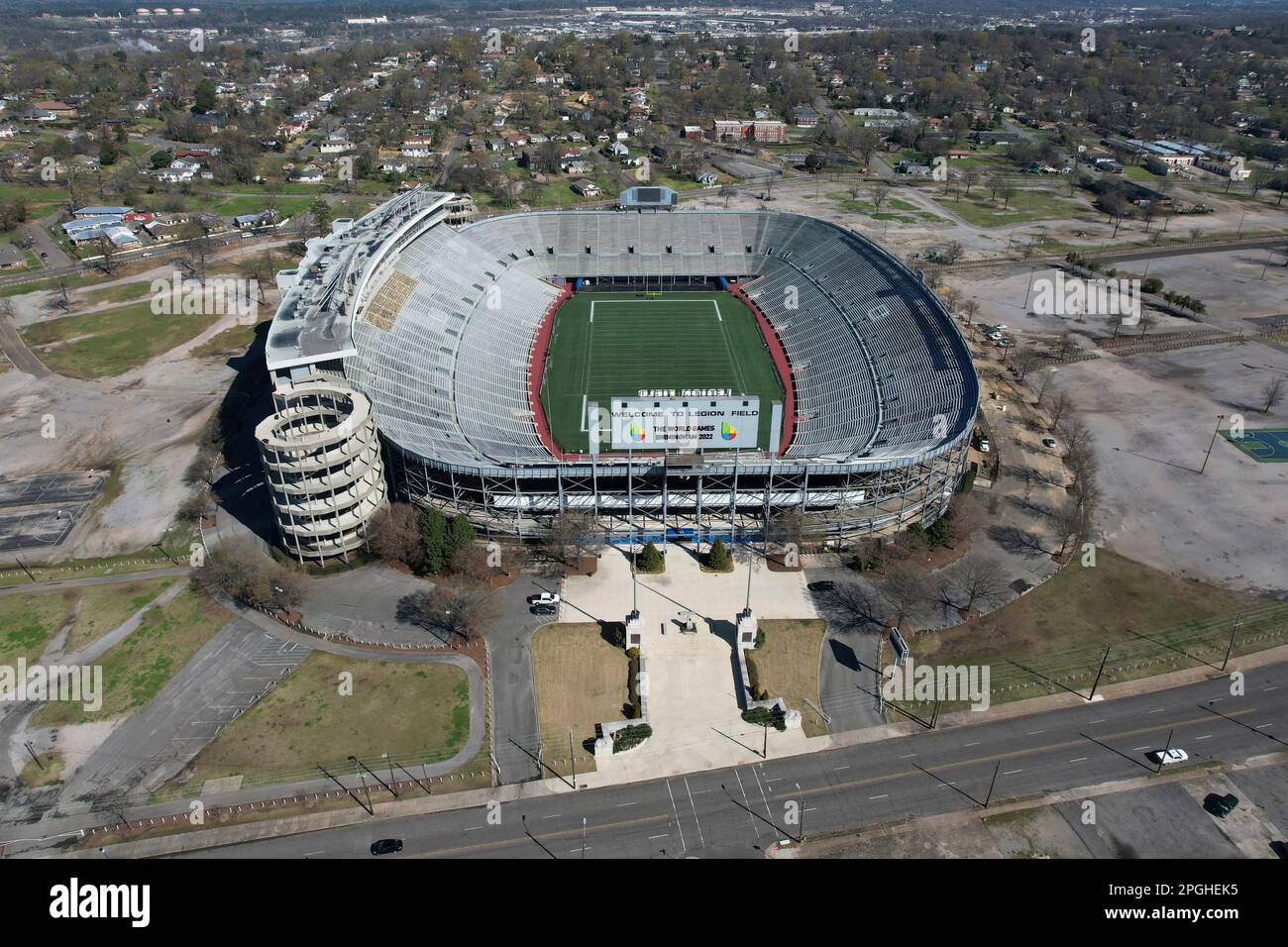 A general overall aerial view of Legion Field stadium, Thursday, Mar ...