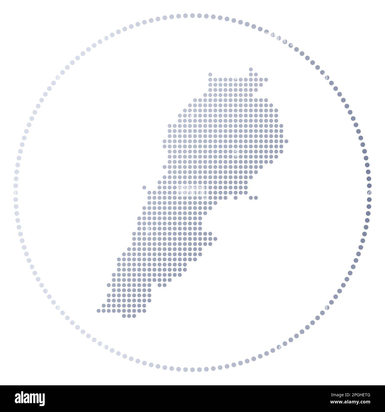 Lebanon digital badge. Dotted style map of Lebanon in circle. Tech icon ...