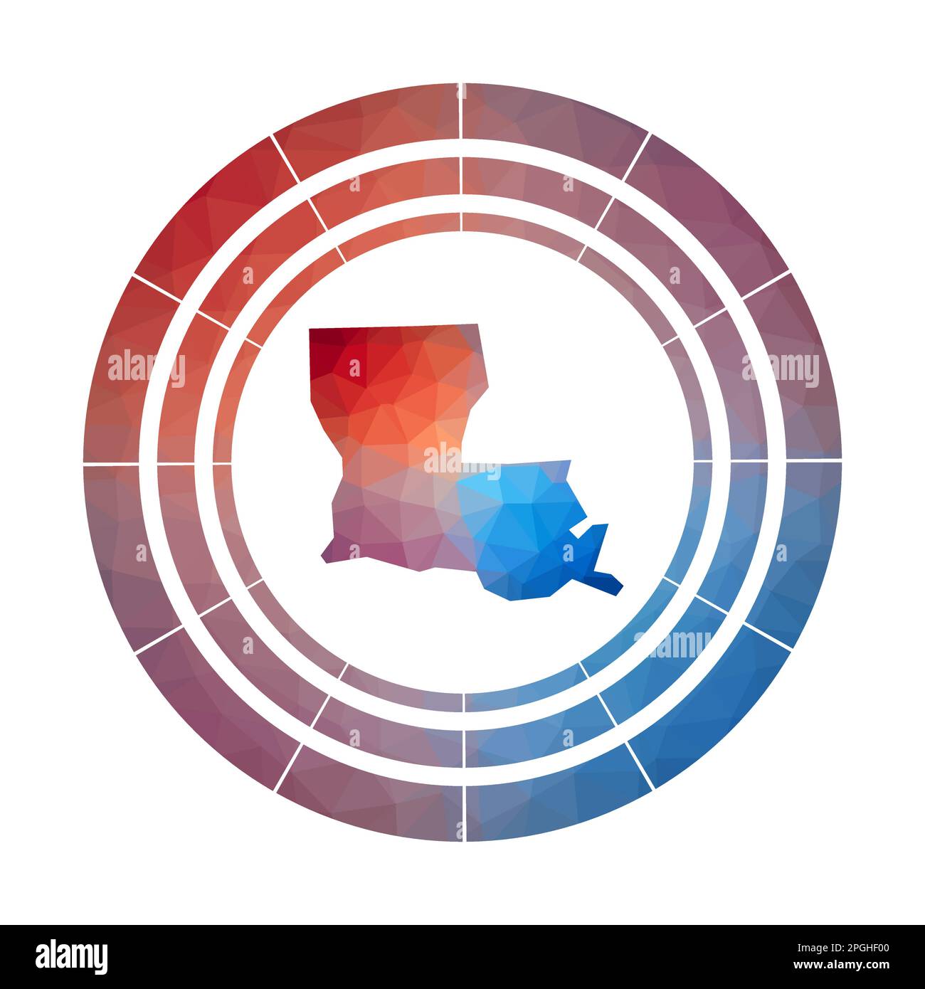 Louisiana badge. Bright gradient logo of US state in low poly style ...
