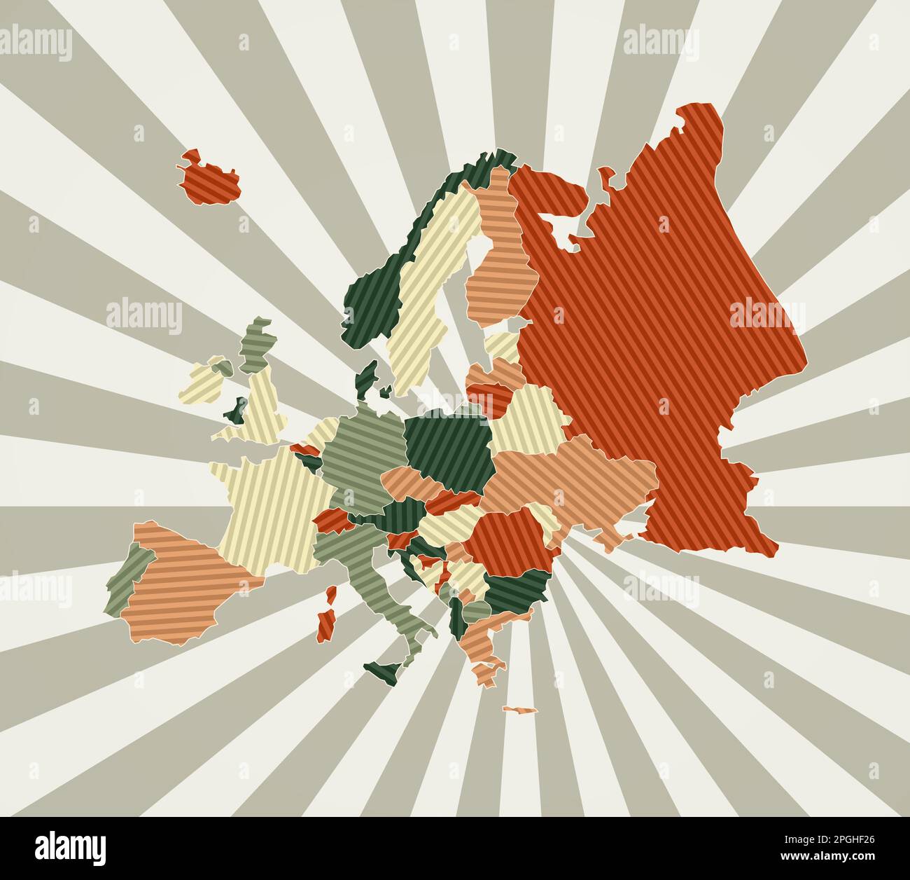 Europe vintage map. Grunge poster with map of the continent in retro ...