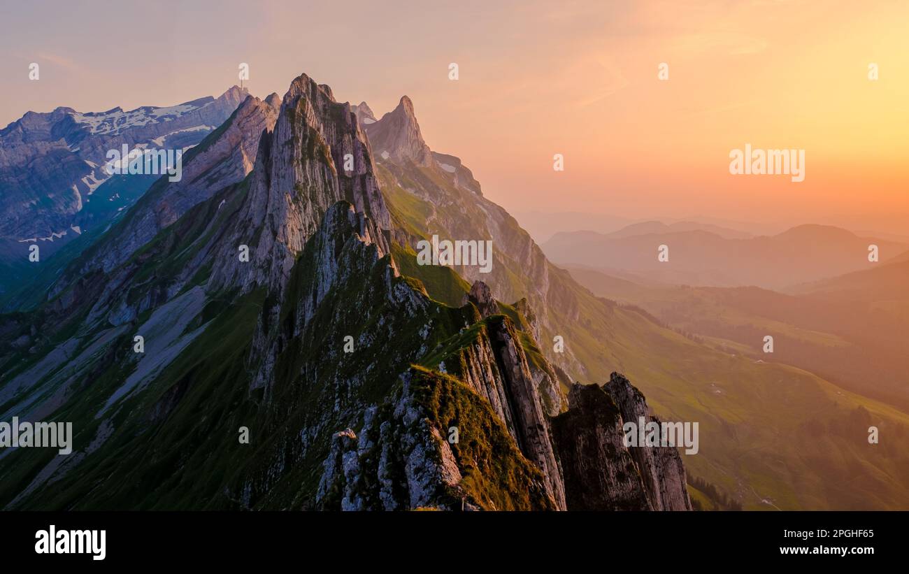 Schaeffler mountain ridge swiss Alpstein, Appenzell Switzerland, a ...