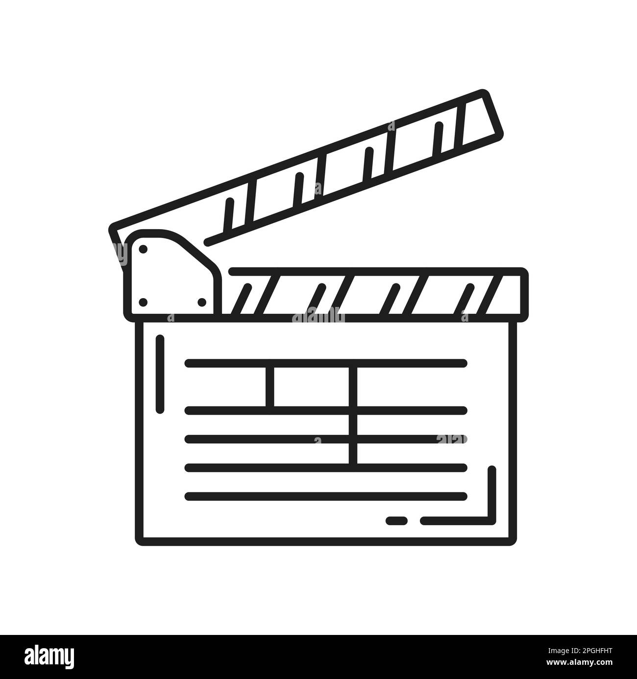 Clapper board isolated film production desk outline icon. Vector movie ...