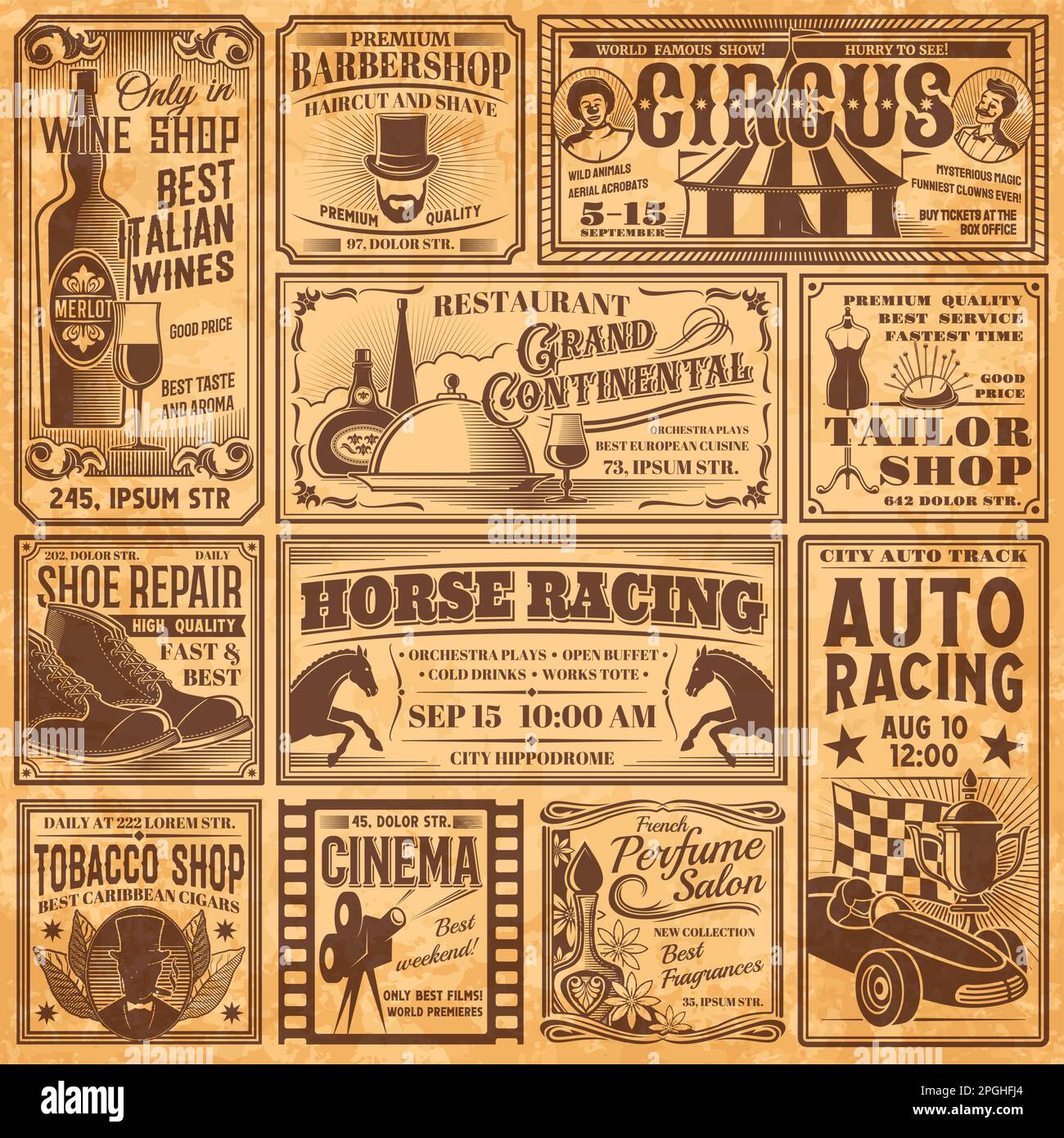 Vintage newspaper banners, old advertising. Vector retro ads posters ...