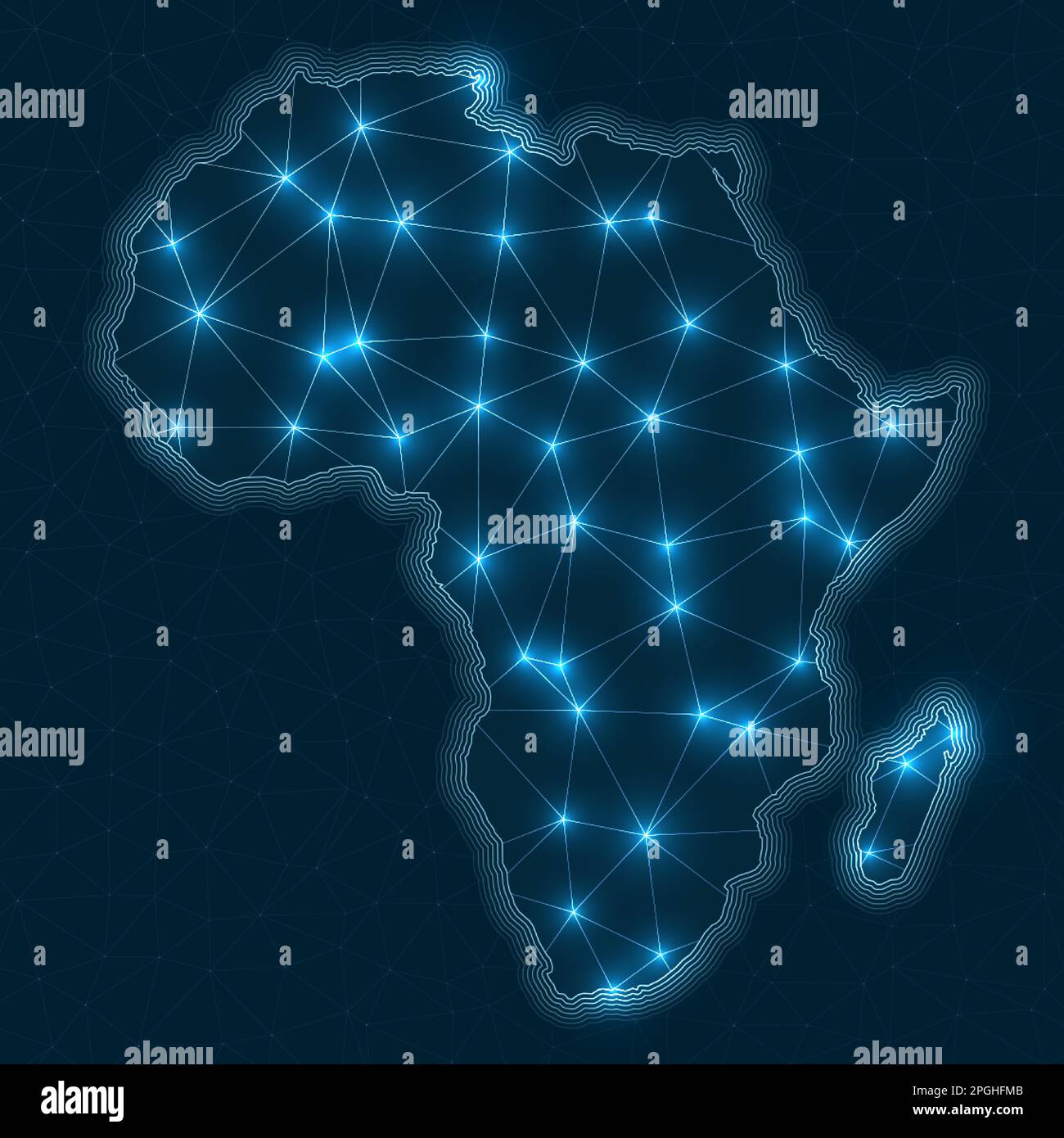 Africa network map. Abstract geometric map of the continent. Digital ...