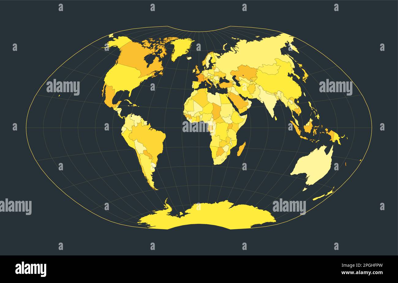 World Map. Ginzburg IV projection. Futuristic world illustration for ...