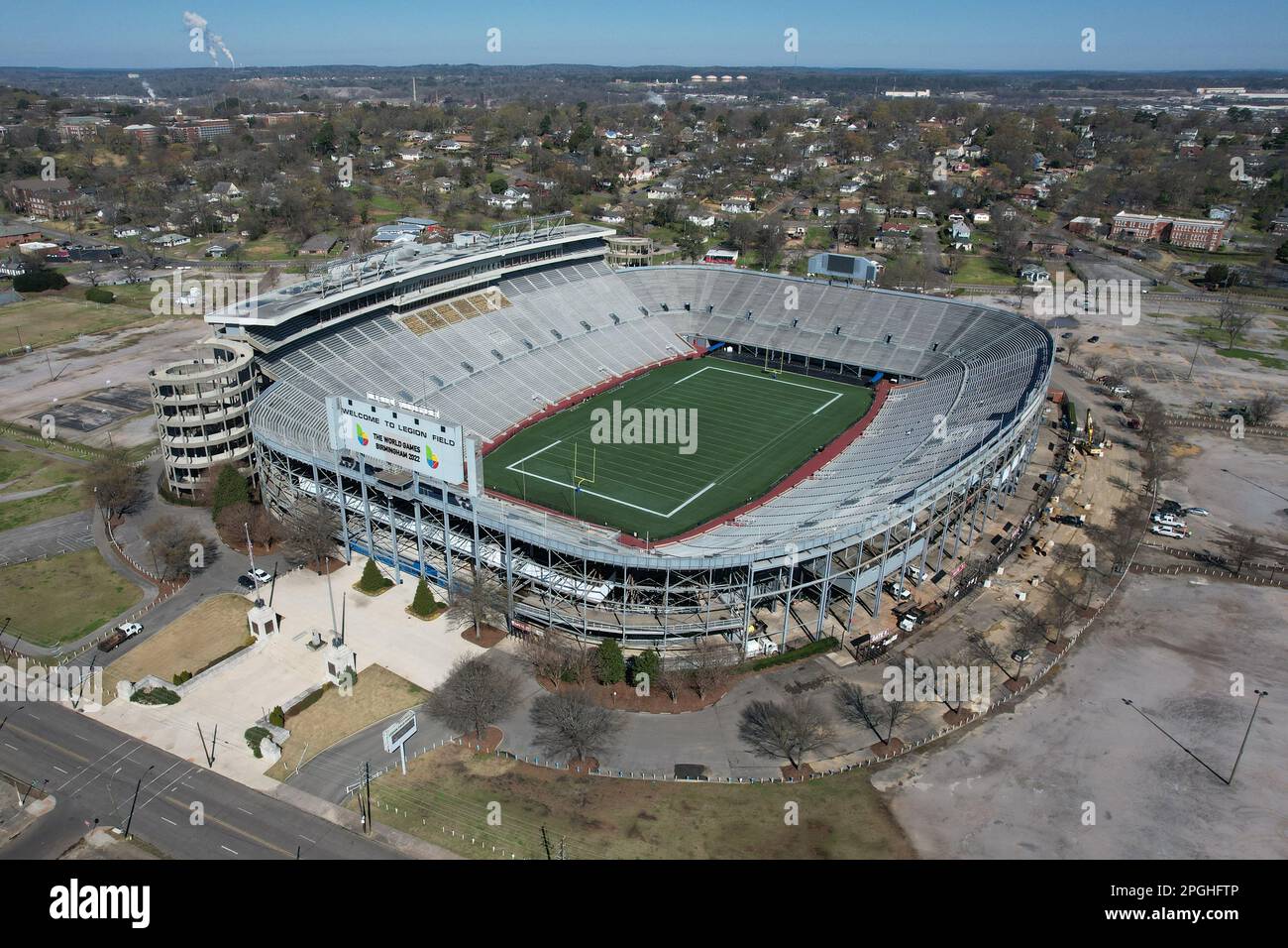 A general overall aerial view of Legion Field Stadium, Thursday, Mar ...