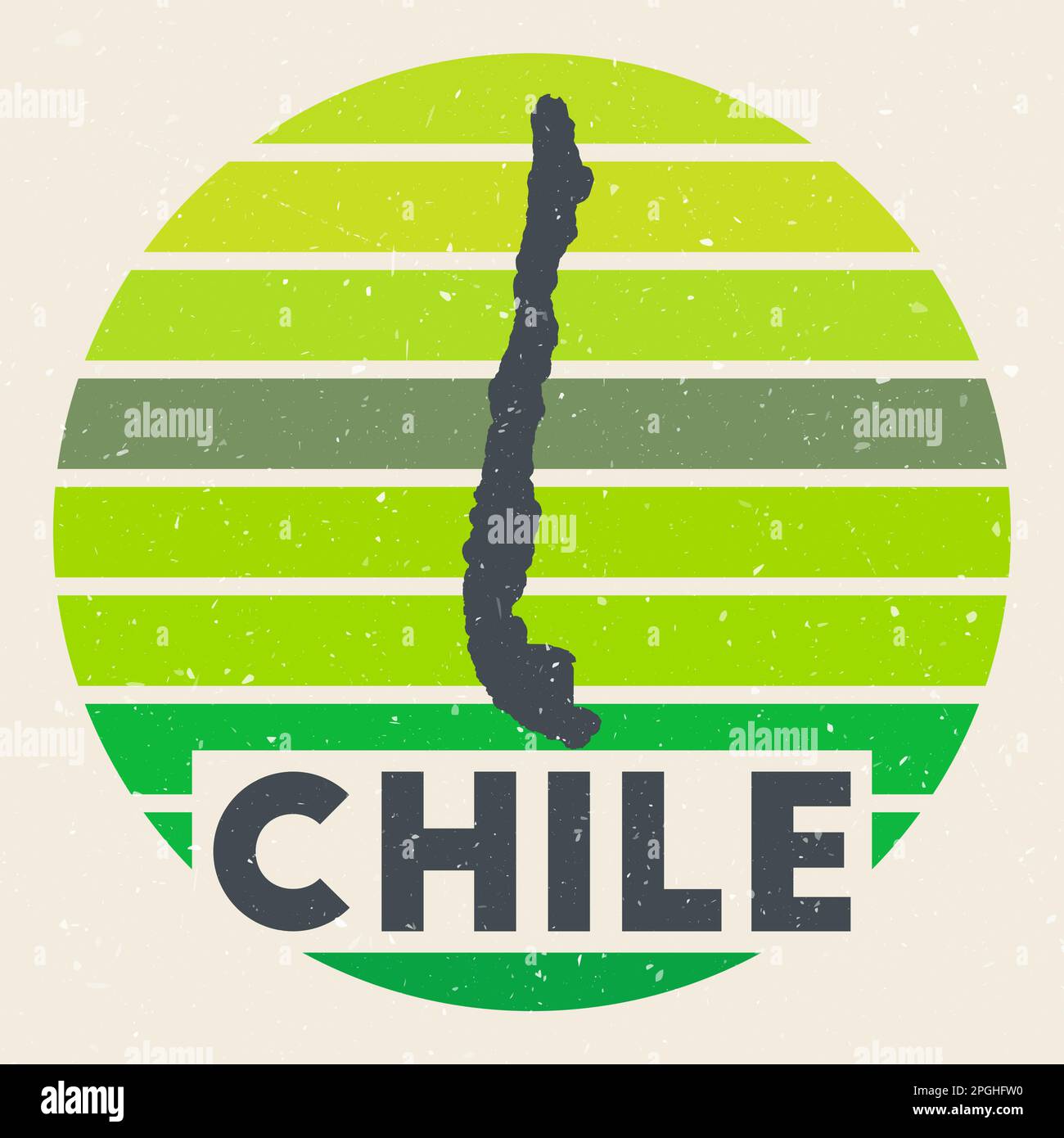 Chile logo. Sign with the map of the country and colored stripes ...