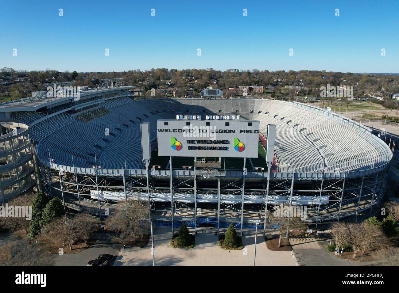A general overall aerial view of Legion Field Stadium, Thursday, Mar ...