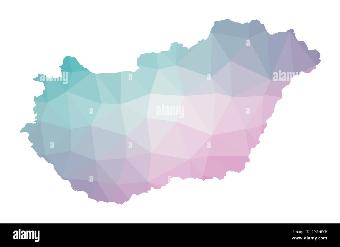 Polygonal map of Hungary. Geometric illustration of the country in ...