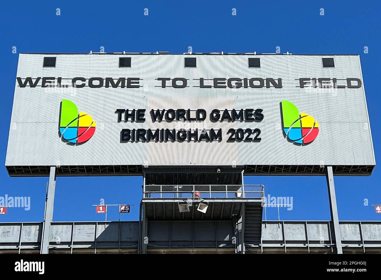 The World Games Birmingham 2022 logo at Legion Field Stadium, Thursday ...