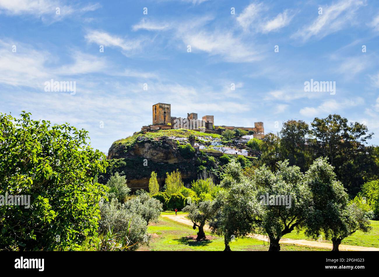 Views from the Parque de la Retama of the castle of Alcalá de Guadaira ...