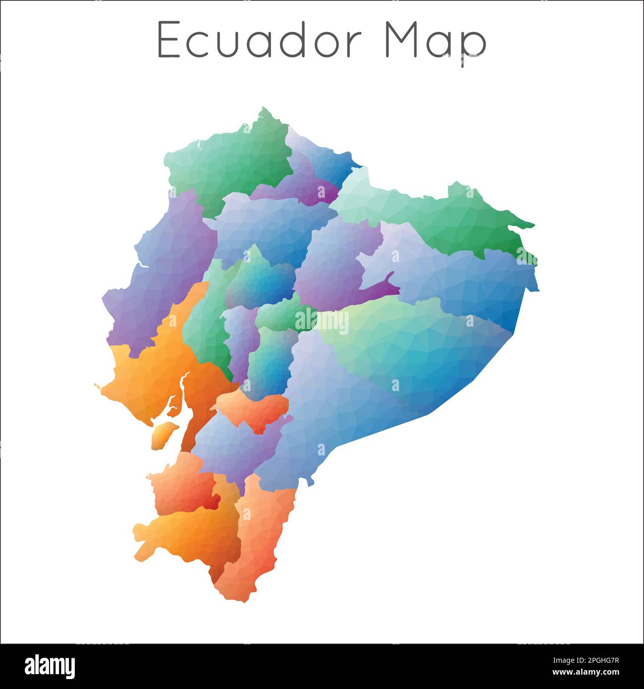 Low poly map of Ecuador. Ecuador geometric polygonal, mosaic style map ...