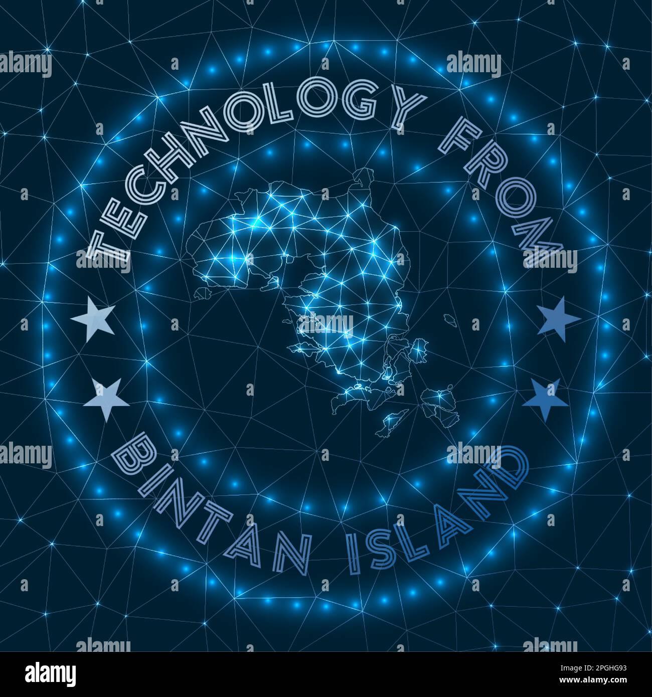 Technology From Bintan Island. Futuristic geometric badge of the island ...