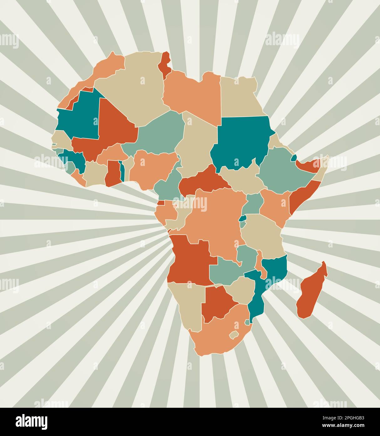 Africa map. Poster with map of the continent in retro color palette ...