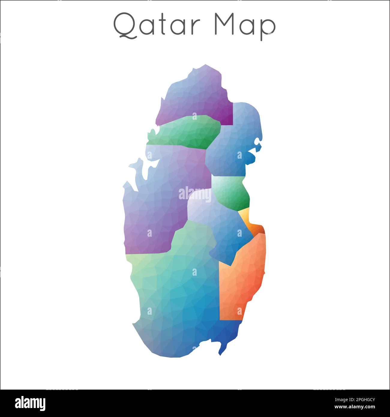 Low poly map of Qatar. Qatar geometric polygonal, mosaic style map ...