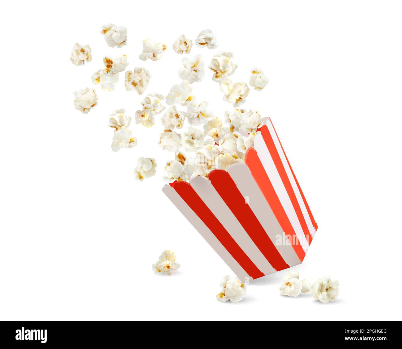 Popcorn box, striped pop corn bucket container, vector isolated ...