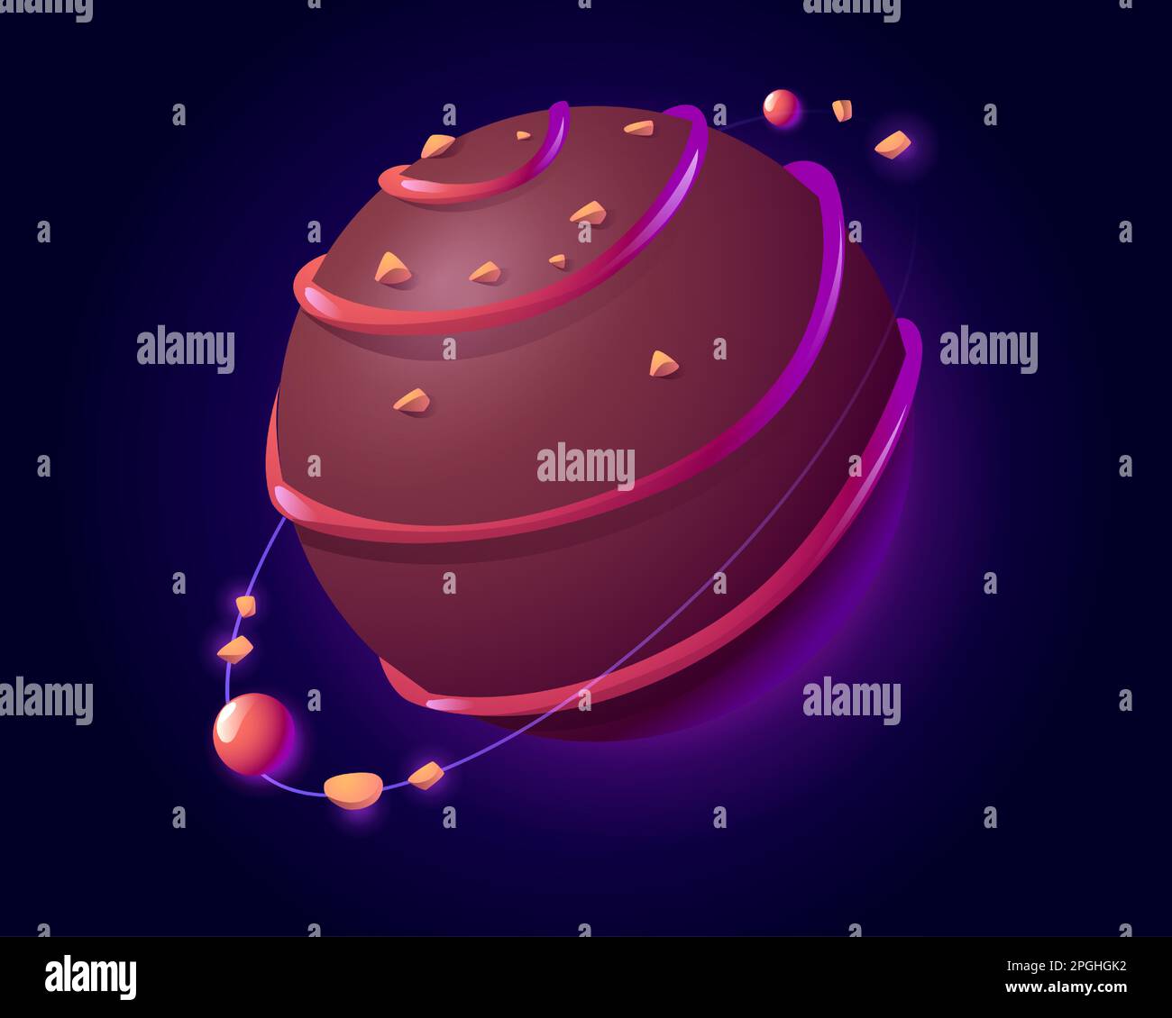 Chocolate planet in outer space. Vector cartoon funny art of sweet food ...